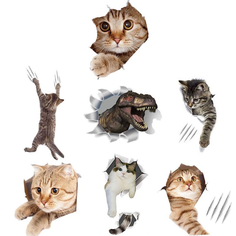 อุปกรณ์เสริมสวิตช์ไฟบ้านCat Vivid 3D Smashed Switch Wall Sticker ...