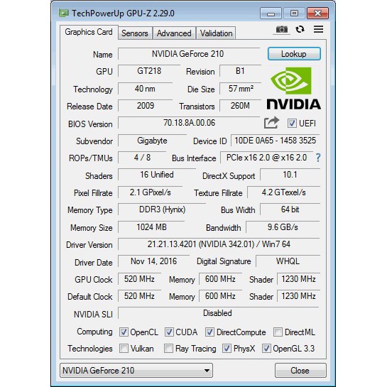 GIGABYTE NVIDIA GeForce 210 - gustzilla - ThaiPick