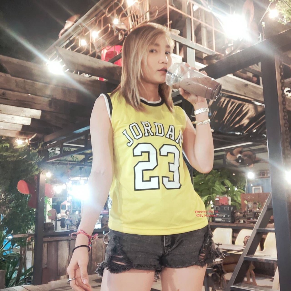 เสื้อบาส ชายหญิง ฟรีไซส์ SMLXL ใส่ได้ ทรงโอเว่อร์ไซส์ตัวใหญ่ (รอบอกยืดได้ถึง 36-42 ยาว 29 ...