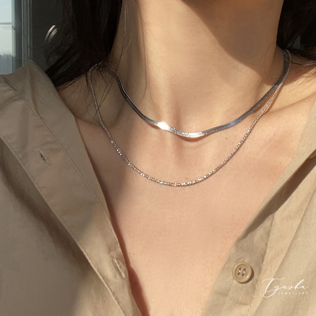 ขายTyushaแฟชั่นระดับสูงinsที่ถูกต้องรุ่นs925สร้อยคอกระดูกงูชุบทองเงินแสงหรูหราโซ่กระดูกไหปลาร้า ...