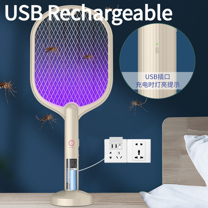 {new}2 In 1 USB Mosquito Swatter Electric Insect Racket Rechargeable ...