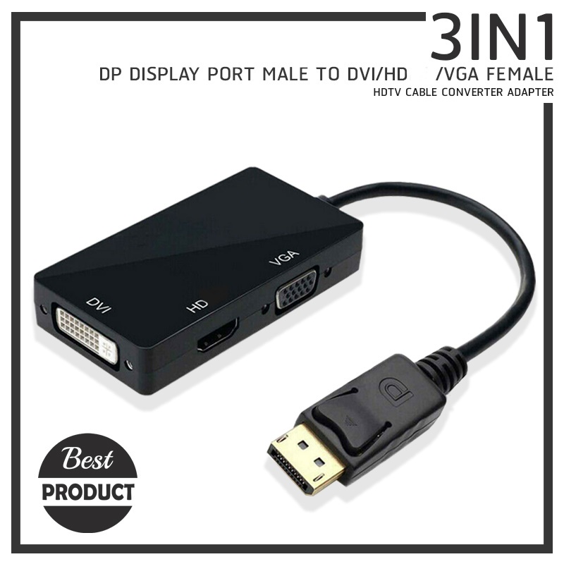 Displayport Dp to HD/DVI/VGA Male to Female 3-in-1 Adapter Converter ...