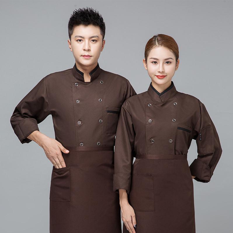 Chefs Clothes Long-Sleeved Mens Restaurant Hotel Clothing Baking Cake ...
