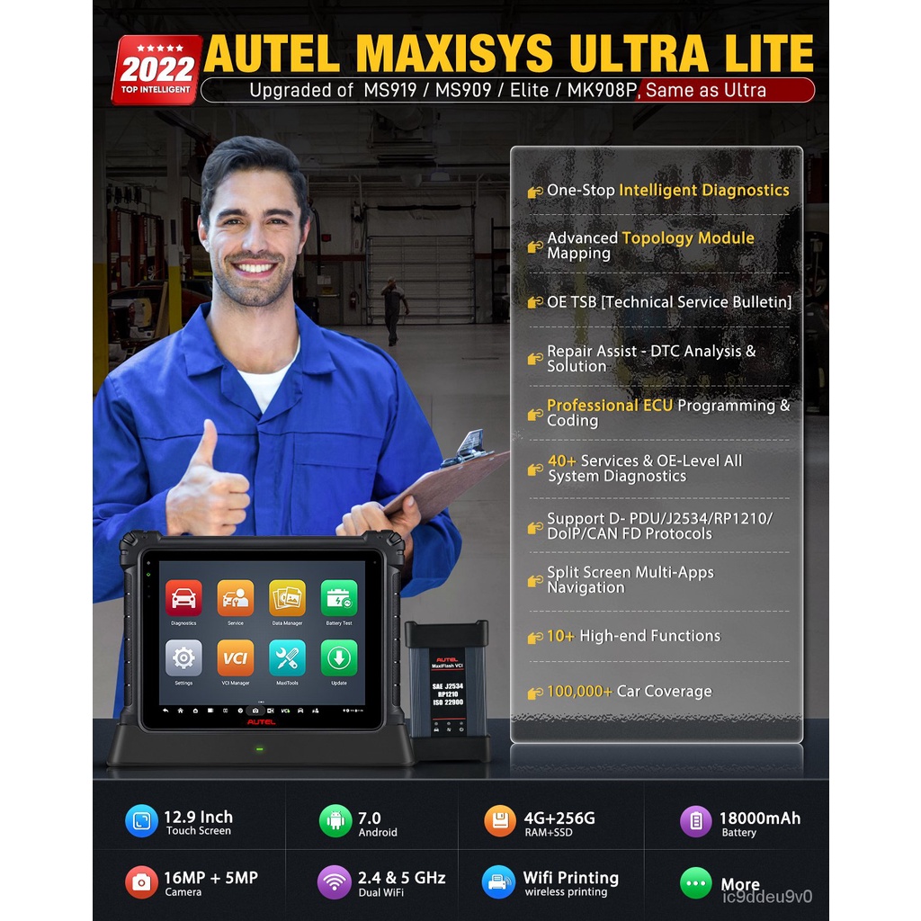 Autel MaxiCOM Ultra Lite Car Professional ECU ProgrammingampCoding Diagnostic Tool Bi ...