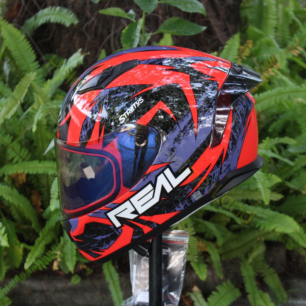 หมวกกันน็อค Real รุ่น Raptor STRATOS สีแดง | Shopee Thailand