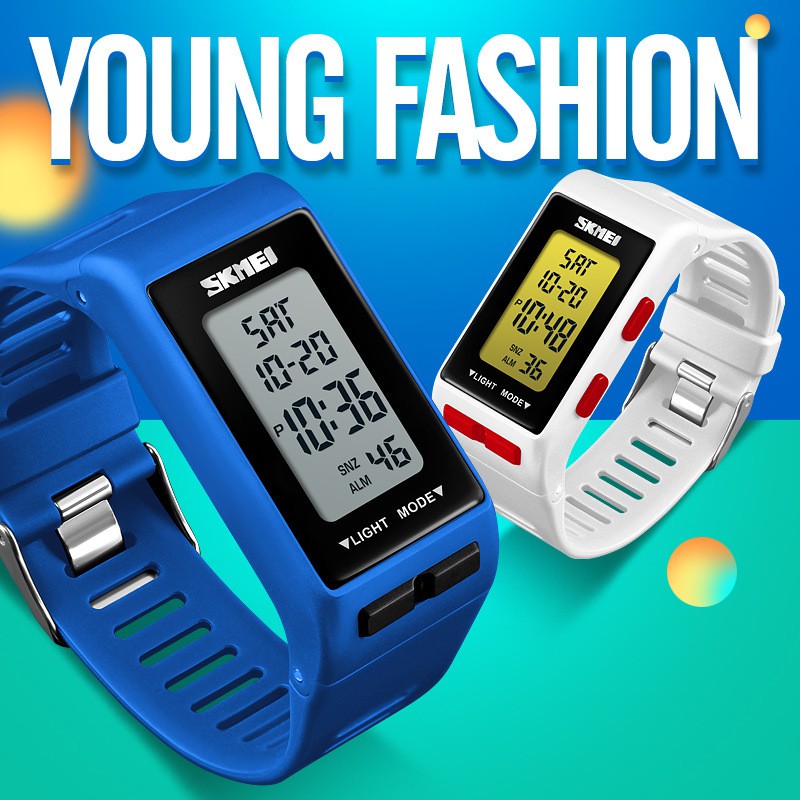 Fashion sports digital display digital watch dual time alarm couple ...