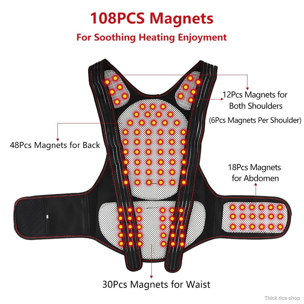 Magnetic Back Support Magnets Self-heating Therapy Vest Waist Brace ...
