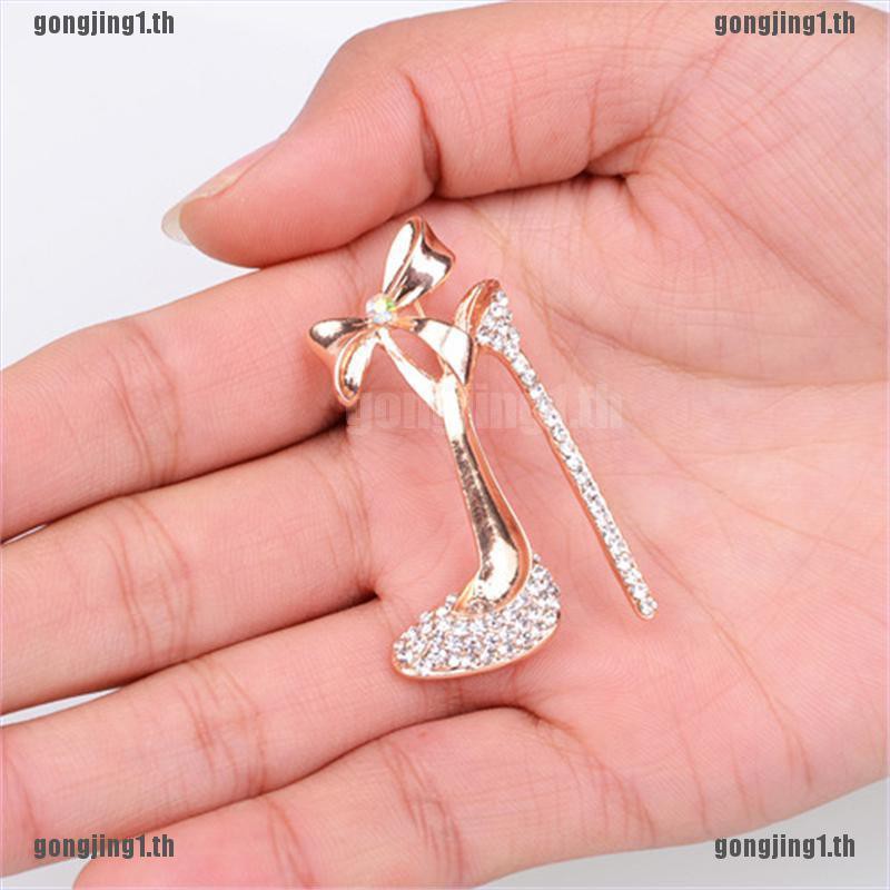 COD Gold plated High-heeled shoe Brooch Pin Stunning Crystals ...