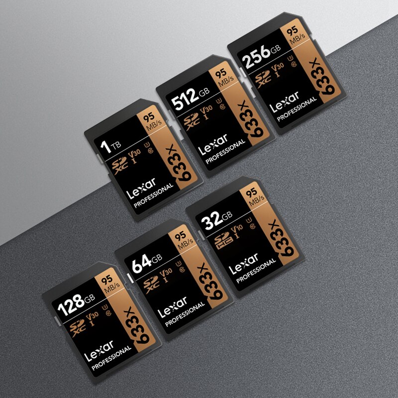 Lexar Professional SD card 64GB 128GB 256GB Max 95MBs read 633x Memory ...