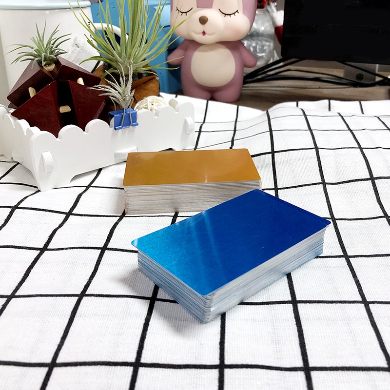 100 PcsPack 5 Colors Black Silver Yellow Blue Aluminum Alloy Card Laser ...