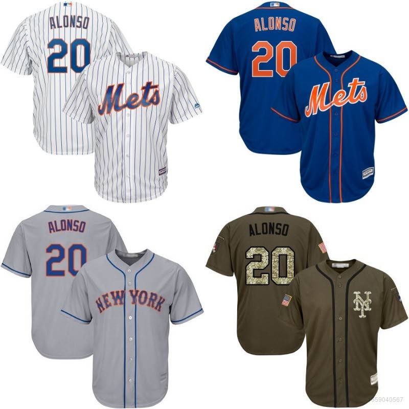 [GR] เสื้อกีฬาเบสบอลลําลอง พลัสไซซ์ ลาย MLB New York Mets No.20 Pete ...