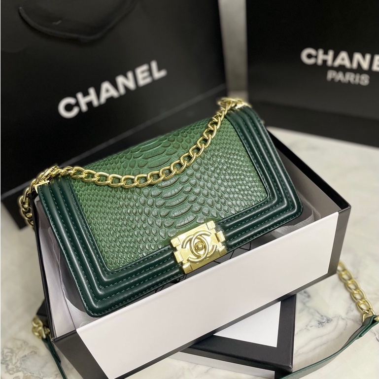 (พร้อมกล่อง)Chane Crossbody Bag Python Pattern Shoulder Bag Women s Bag ...