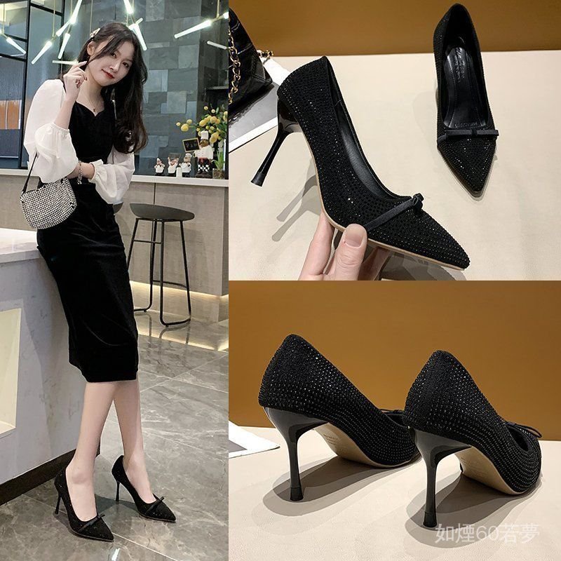 Xue Ni รองเท้าส้นสูง หัวแหลม ประดับพลอยเทียม แฟชั่นฤดูใบไม้ผลิ ฤดูร้อน ...