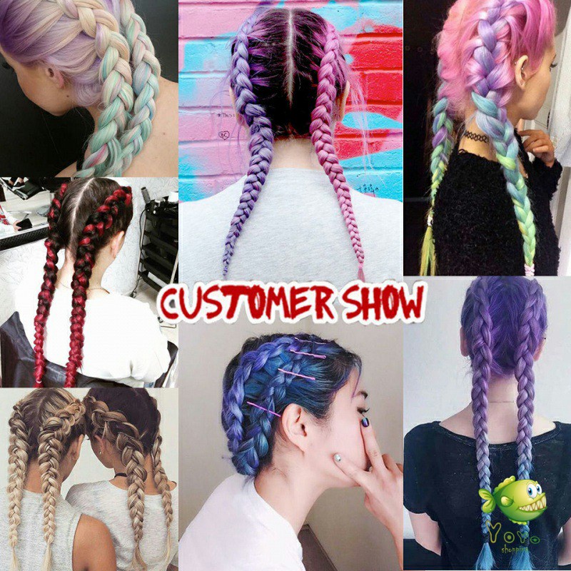 YOYO ผมเปีย ไหมถักผม สีทูโทน แอฟริกันเดรดล็อกส์ wig braids ...