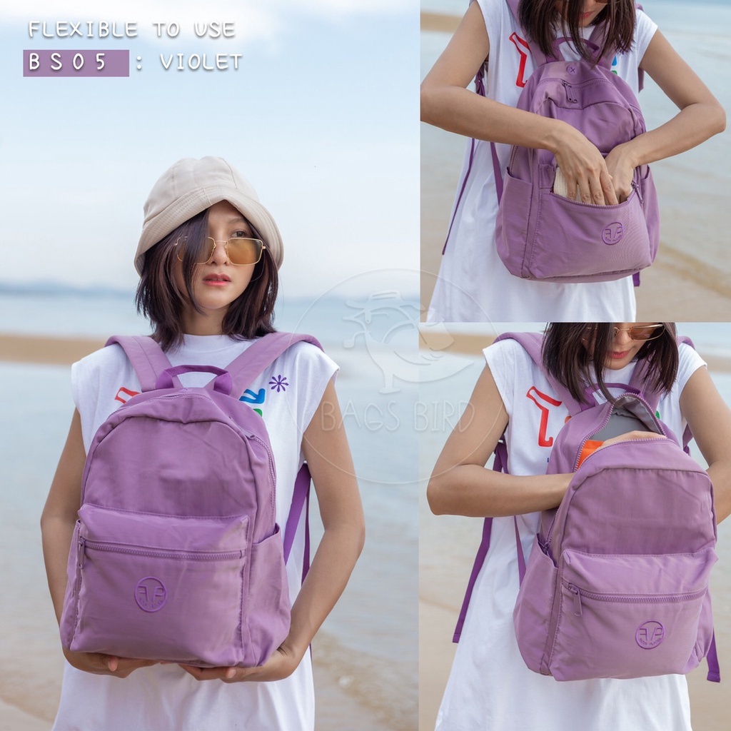 กระเป๋าเป้ DayPack รุ่น BS05 เป้สะพายหลัง 6 สีพาสเทล ขนาด 14 นิ้ว ผ้ากันนํ้าฟังก์ชันเยอะ อยู่ทรง ...