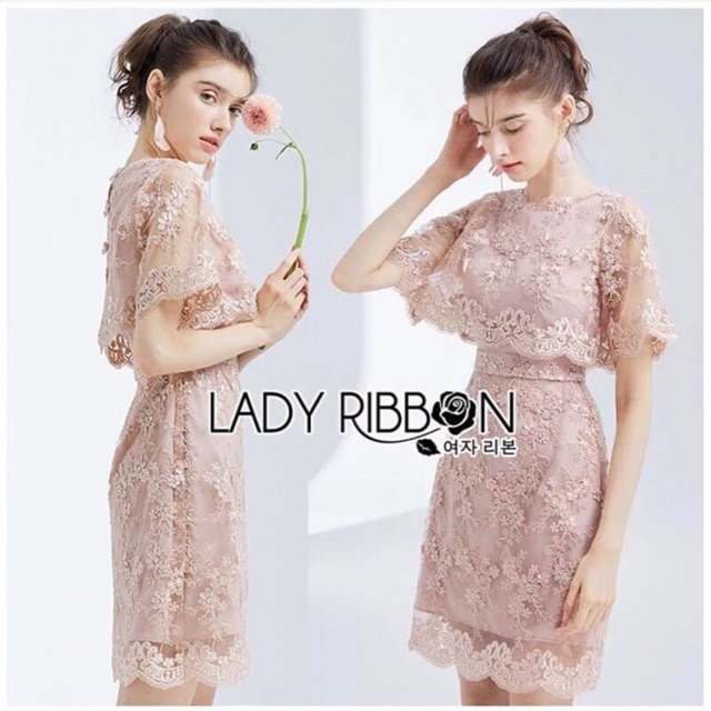 เดรสลูกไม้ สีชมพู Lady ribbon - 35shops - ThaiPick