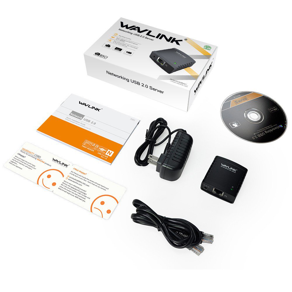 fqic Wavlink USB 2.0 Port LPR Printer Server MFT Print With 10100Mbps Ethernet Port Sharing a ...
