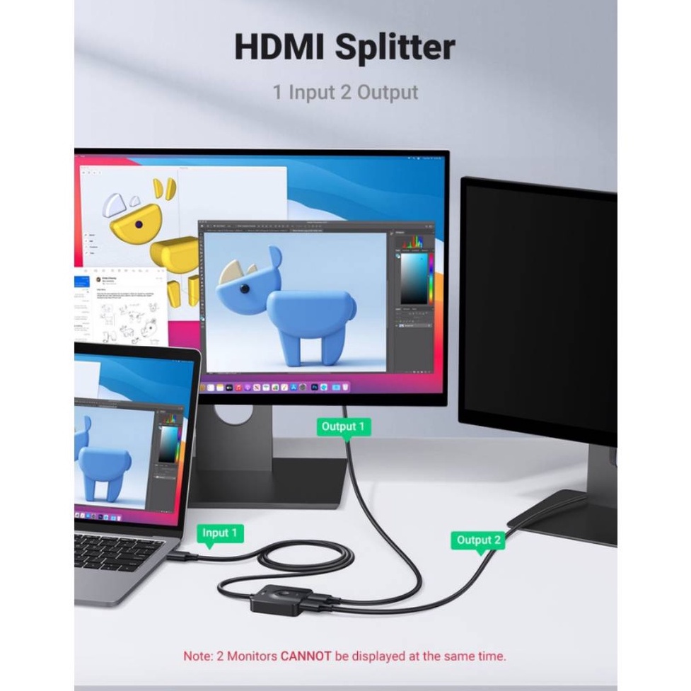 UGREEN 70607 Swither 2In1สาย HDMI 1M Out 4K 60Hz Splitter สําหรับ ...