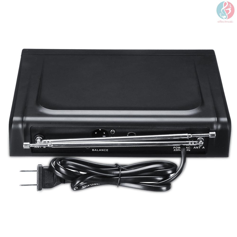 E*M Karaoke Microphones UHF Professional 2 CH Cordless Dual Handheld ...