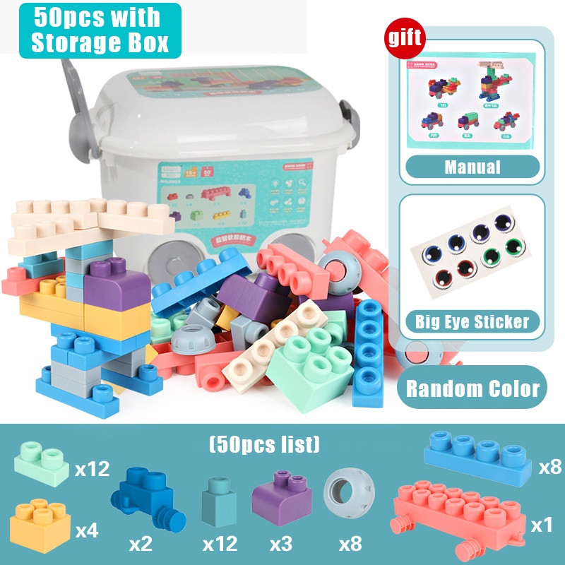 Baby Big Size Soft Plastic Building Blocks Sensory Touch Teethers Early ...