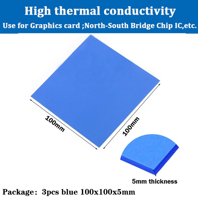 In Stock3 Pcs 100mm100mm 0.5mm 1mm 1.5mm Combination Thermal Conductive ...