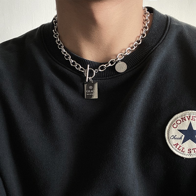 สร้อย hiphop insการออกแบบขนาดเล็กสร้อยคอเย็นดินคู่vintageชายและหญิงฮิปฮอปสั้นไม่จางหายสร้อยคอ ...