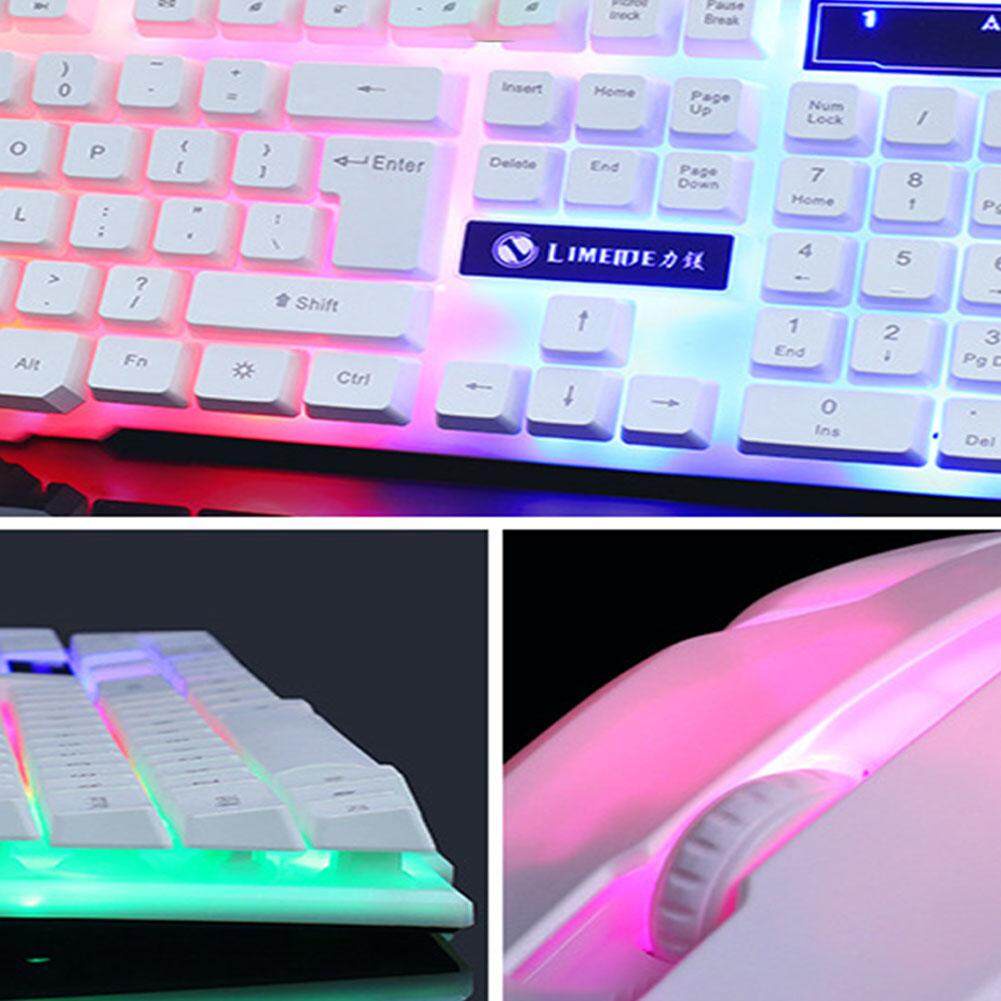 (ส่งจากไทย) ชุดคีย์บอร์ดและเมาส์ ไฟสีรุ้ง LIMEIDE GTX300 Gaming ...