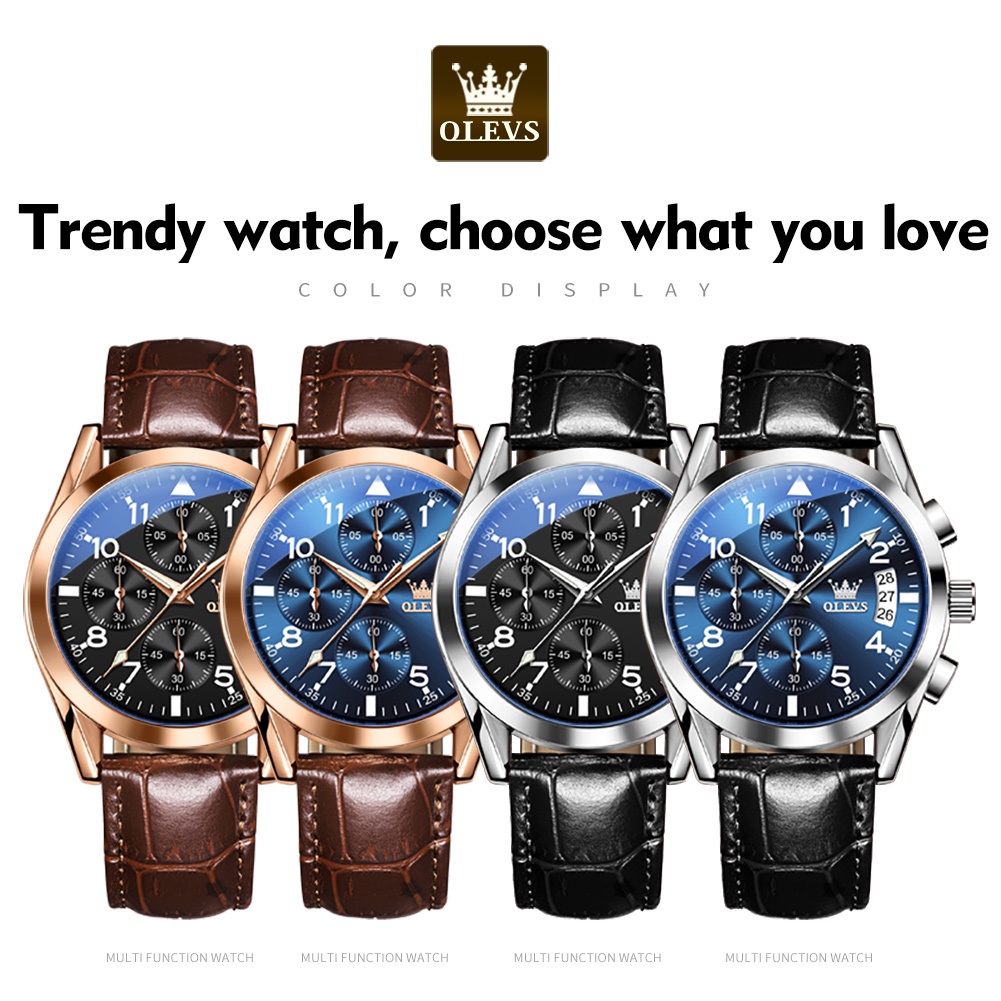 OLEVS Original Luxury Watch for Men Quartz Multifunction Fashion ...