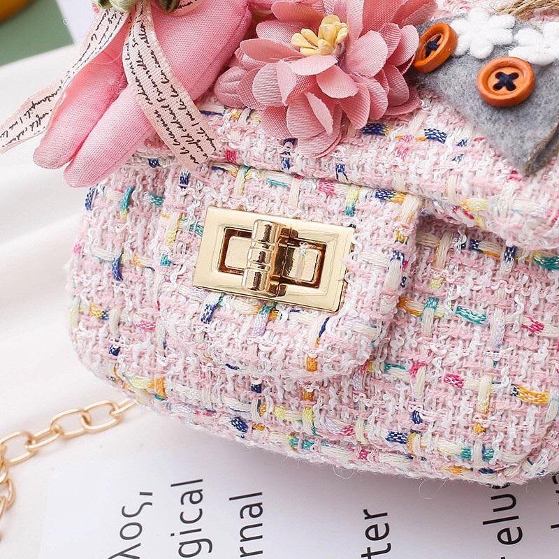 （HB-276) กระเป๋า จิ๋ว สะพายข้าง ผ้าแคนวาส สายโซ่ ใบเล็กน่ารัก ...