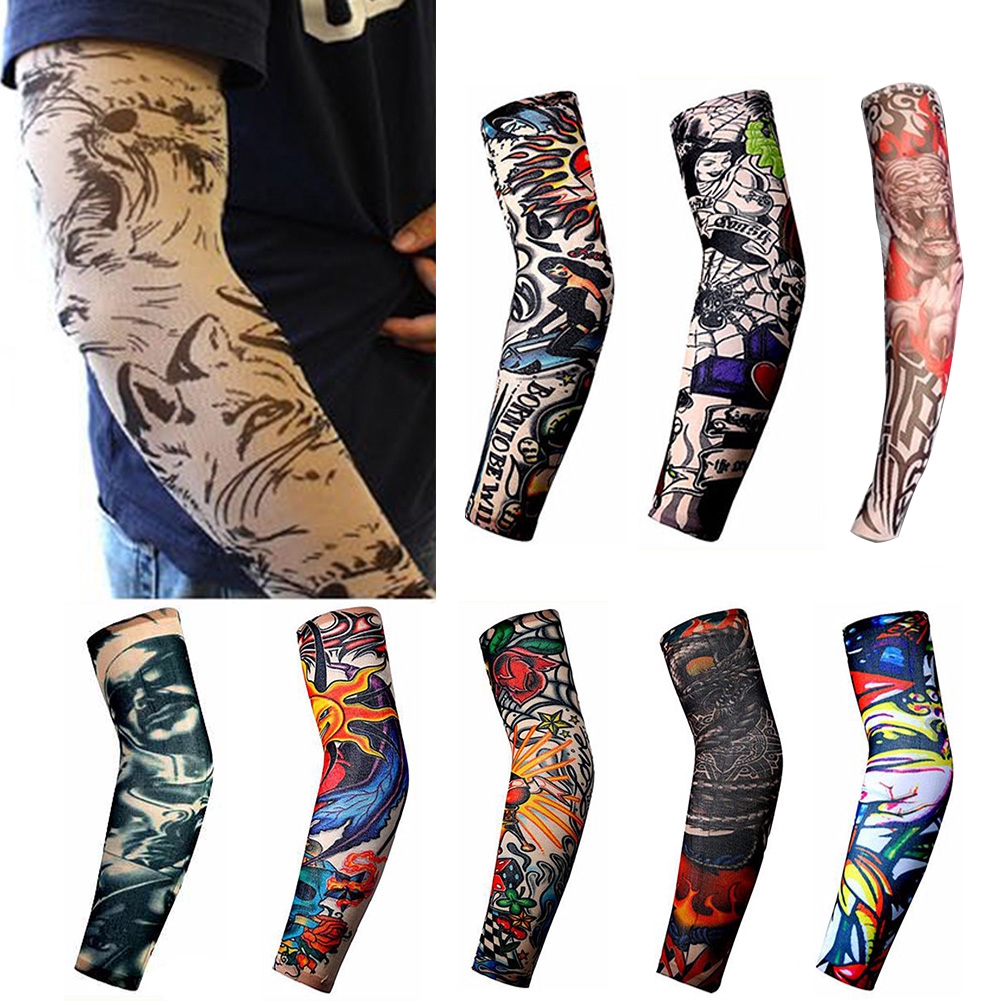 1Pcs Men Women New high Elastic Fake Temporary Tattoo Sleeve Designs ...