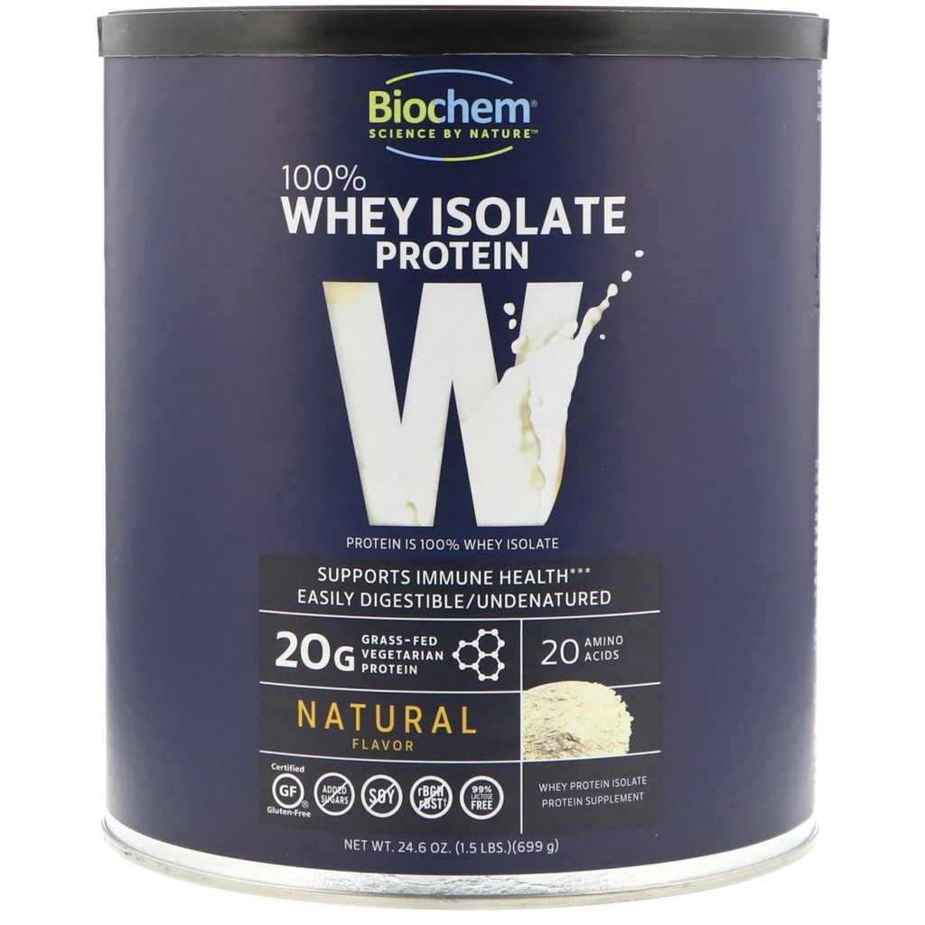 Biochem, 100% Whey Isolate Protein, Natural Flavor, 3.2oz (857g ...