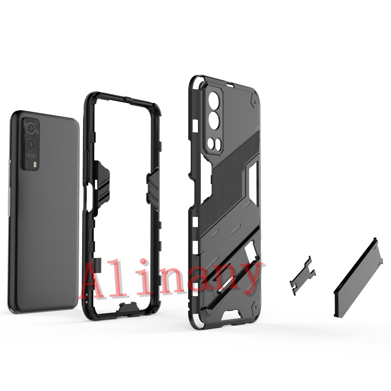 เคส Vivo Y72 5G Case Shockproof พลาสติกแบบแข็ง Armor Stand Phone Casing ...