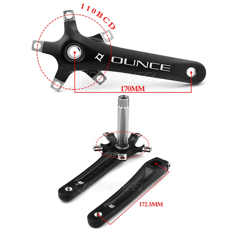 PROWHEEL 110BCD Crankset 50-34T chainring Road Bike Crank 170mm 9 ...