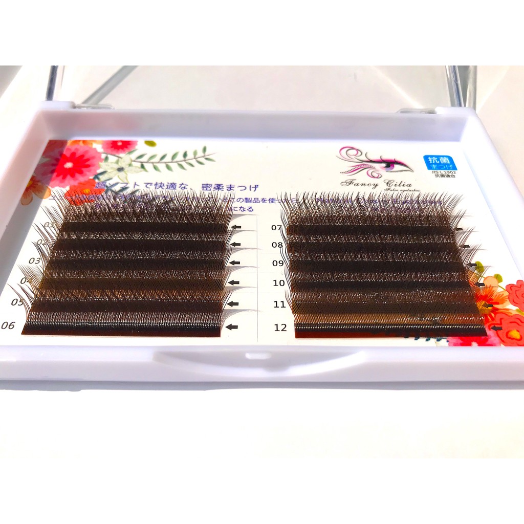 Brown Color Y type Eyelashes Curl C,D Thickness 0.07mm Braided Love ...