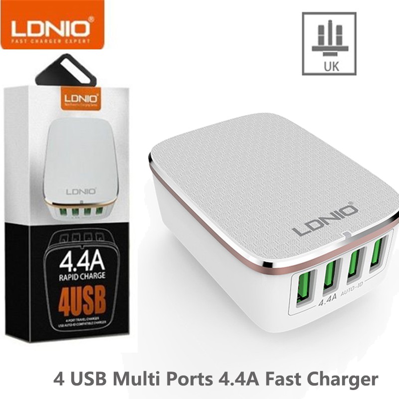 Ldnio A4404 4 USB หลายพอร์ต 4.4A ชาร์จเร็ว ปลั๊ก UK ที่ชาร์จติดผนัง ...