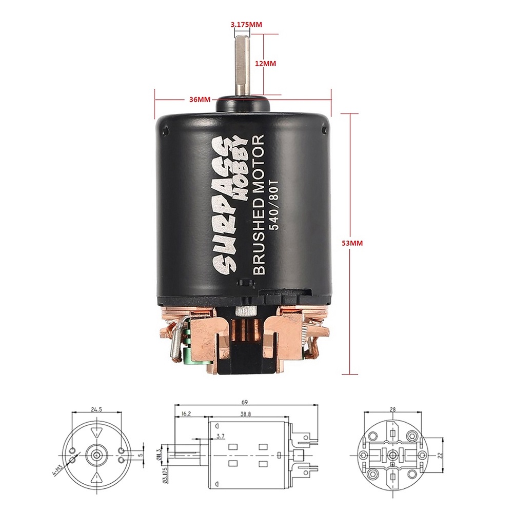 SURPASS HOBBY Combo 540 Brushed Motor 13T 17T 21T 23T 27T 35T 45T 55T ...
