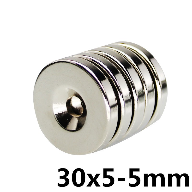 1ชิ้น แม่เหล็กแรงสูง 30x5รู5มิล กลมแบนมีรู 30*5รู5มิล Magnet Neodymium ...