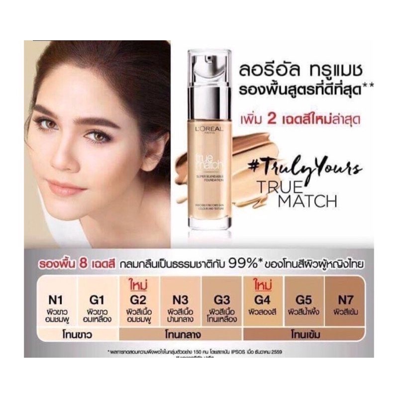 LOréal PARIS TRUE MATCH LIQUID FOUNDATION รองพื้น ลอรีอัล ปารีส 30ml ...