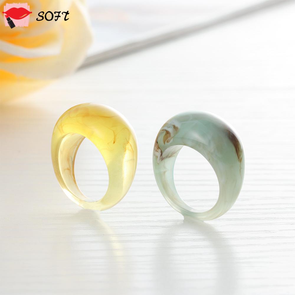 SOFTNESS Retro Transparent Resin Ring Vintage Jewelry Knuckle Finger ...