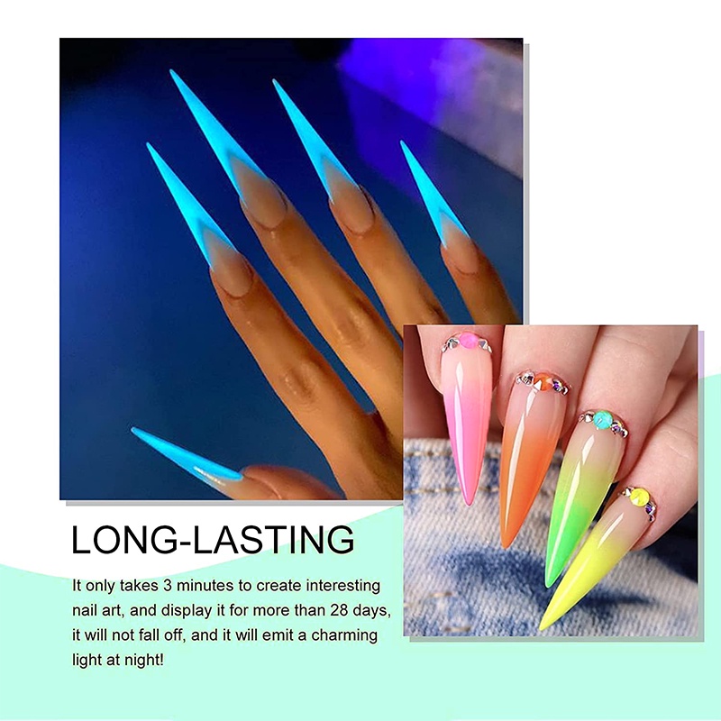 Glow in the Dark Gel Nail Polish Neon Luminous Gel Polish Set ...