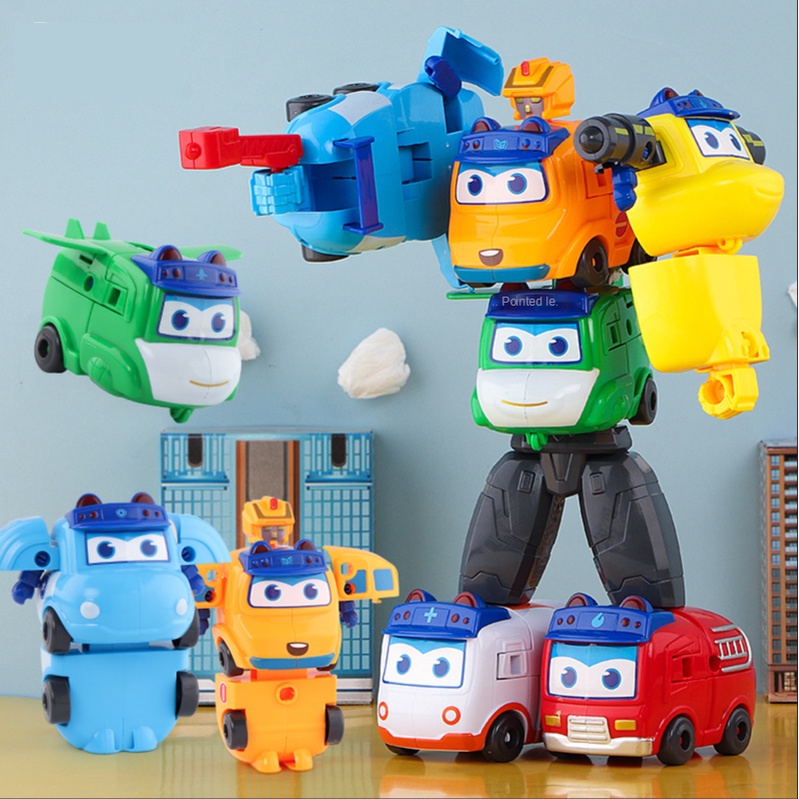 6 In 1 Gogo Bus Action Figures หุ่นยนต์ของเล่นหม้อแปลงสําหรับเด็กผู้ชาย ...