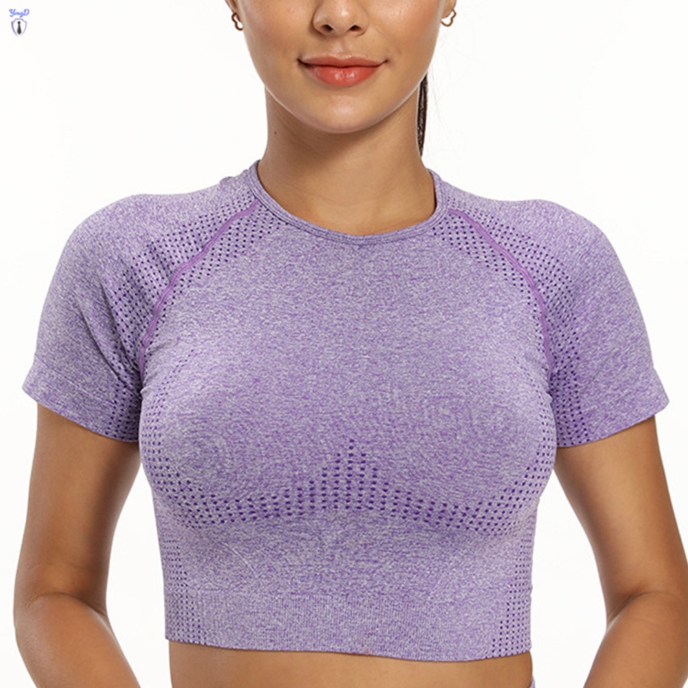 Short Yoga Top Sleeves Crop Tank Breast Lifting Sports Bra and seamless ...