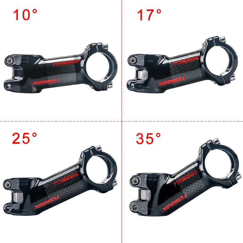 TOSEEK Bicycle Carbon Stem MTB Stem 10/17/25/35 Degree Ultralight Road ...