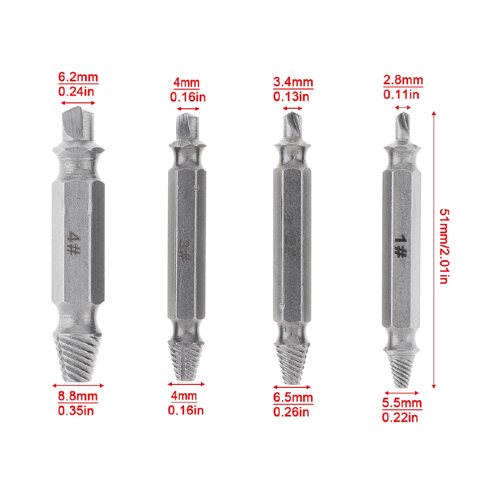 4pcsset S2 Alloy Steel Screw Extractor Drill Bit Tools ...