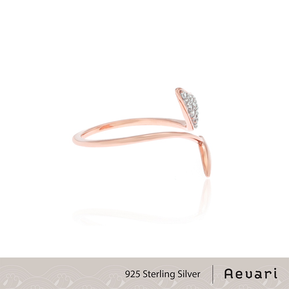 Aevari Butterfly Free Size Ring Sterling Silver 925 with White CZ and Rose Gold Plated - aevari ...