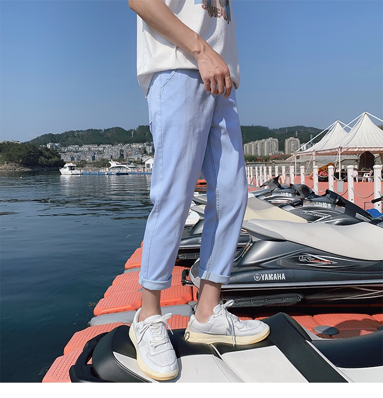 New light-colored pants men's tide brand casual wild 2020 autumn loose ...