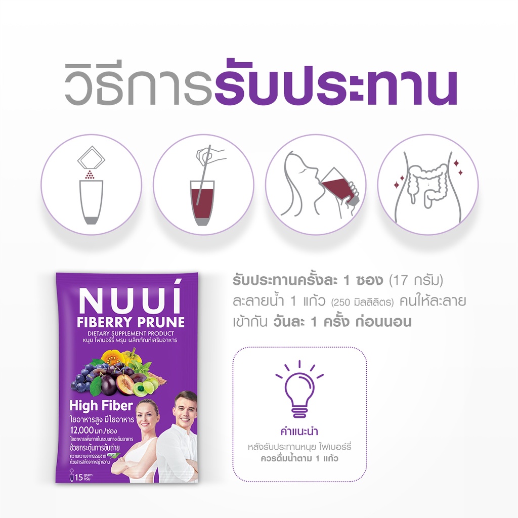 NUUI SEPTEMBER SPEACIAL NUUI Fiberry Prune หนุย ไฟเบอร์รี่ พรุน 1x10 (7 ...