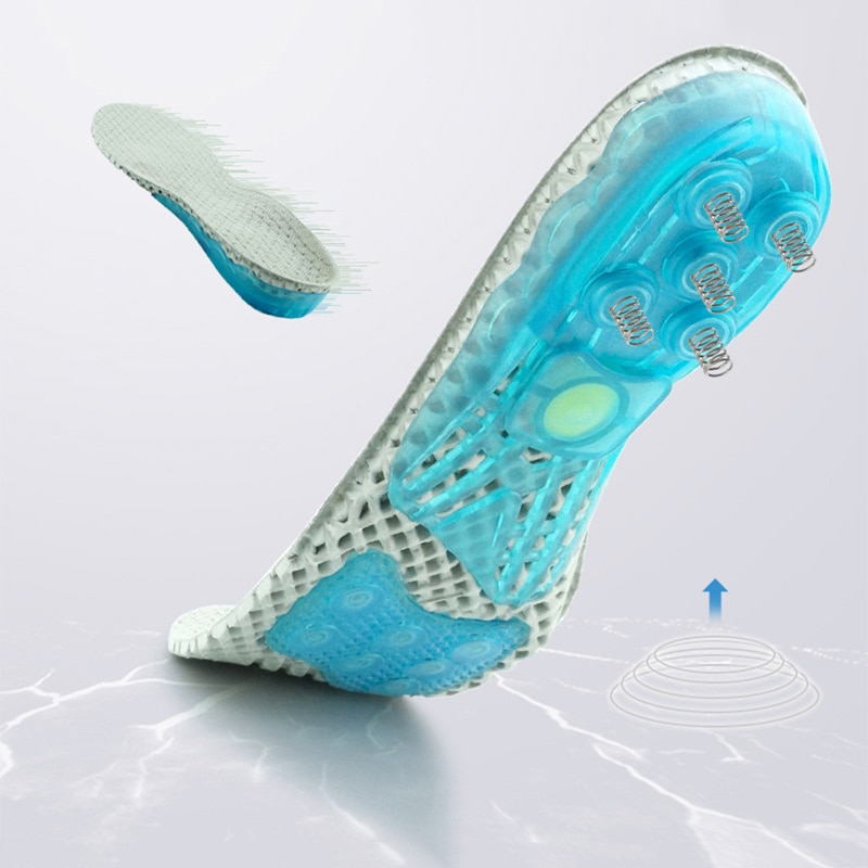 Silica Gel Sport Shoe Insole High-Impact Spring Cushioning Shock Absorption Shoe Insert Forefoot ...