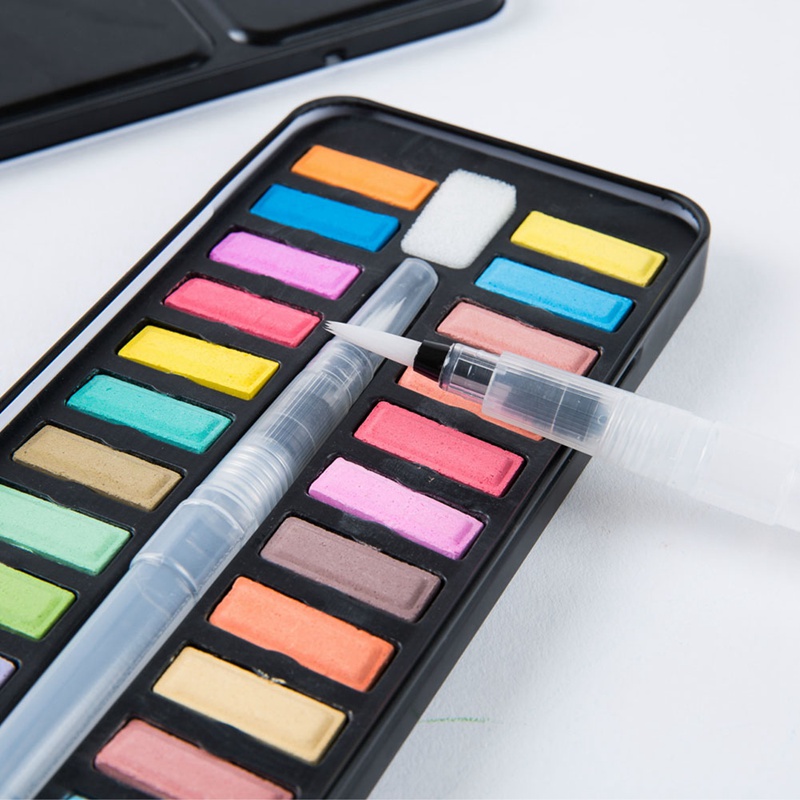 【BCF】 24 Colors Watercolor Paint Set With Brush Oil Painting Water ...