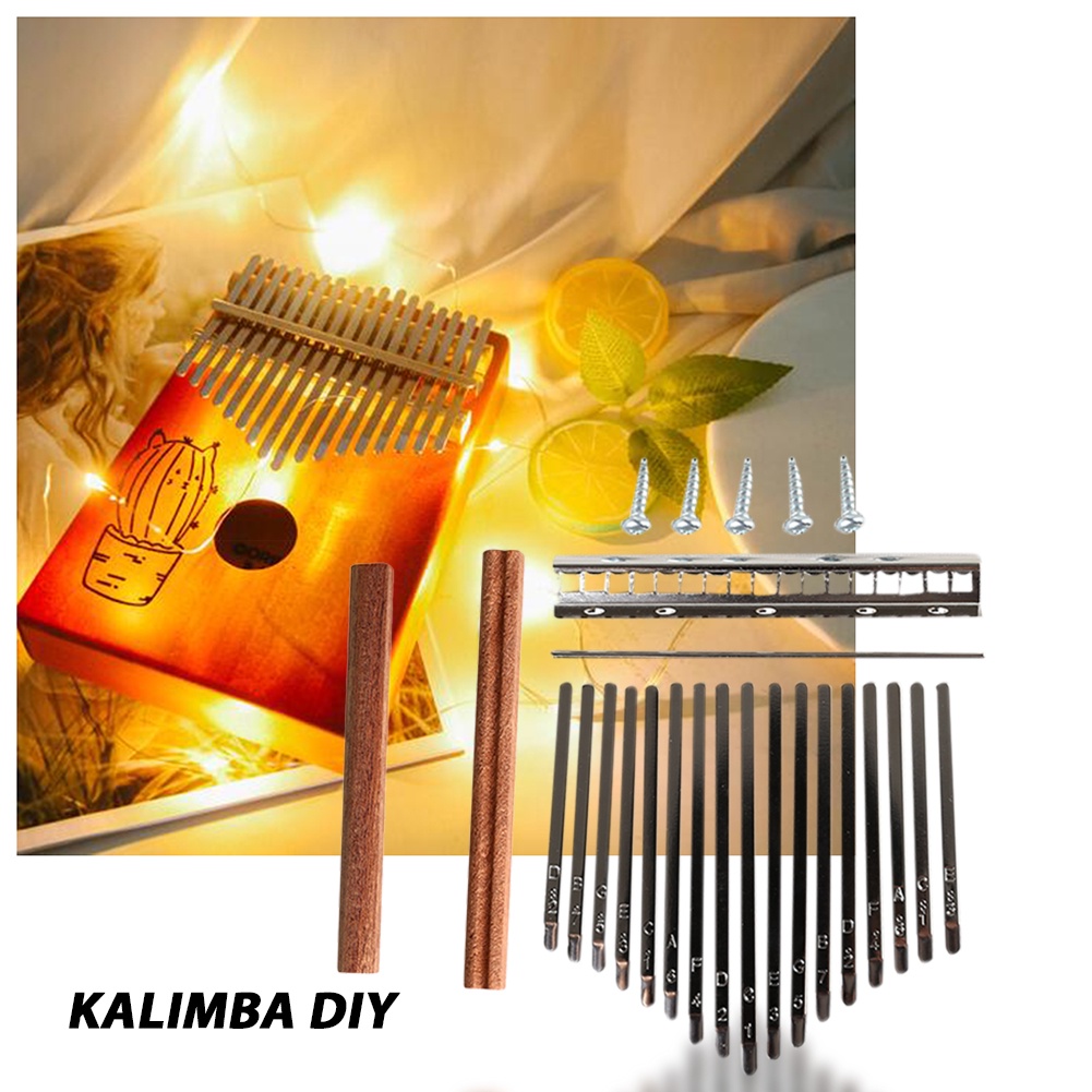 DIY 17 Tone Kalimba Keys Tines Set Mbira Thumb Piano Rosewood Bridge ...